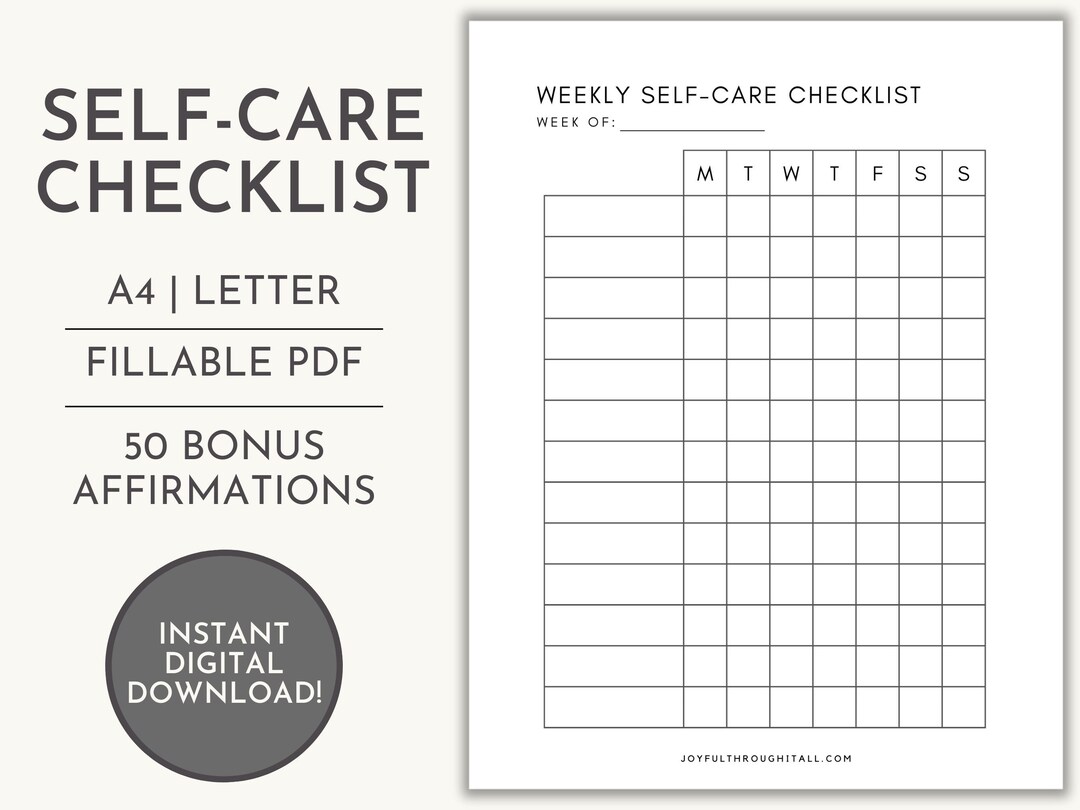 Daily Self Care Checklist Printable, Self Care Habit Tracker, Self Care Tracker, Daily Routine ...