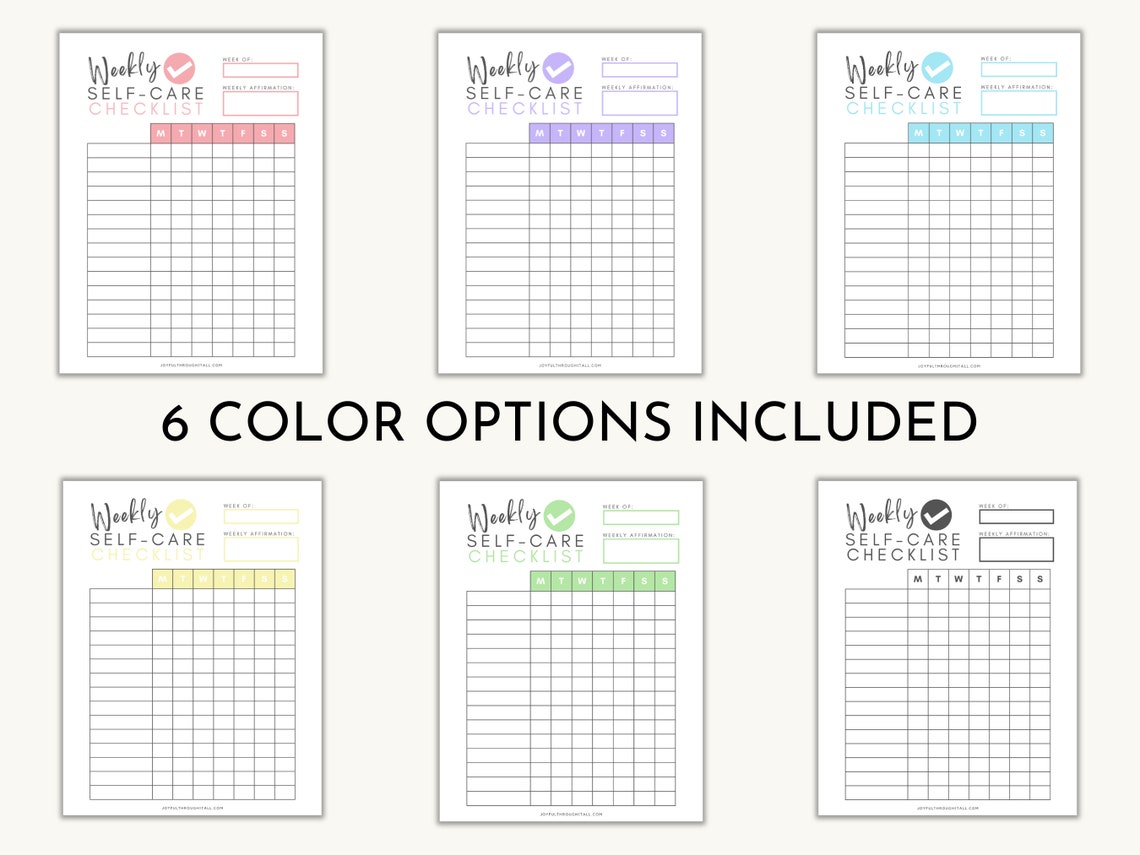 Daily Self Care Checklist Printable Self Care Habit Tracker - Etsy