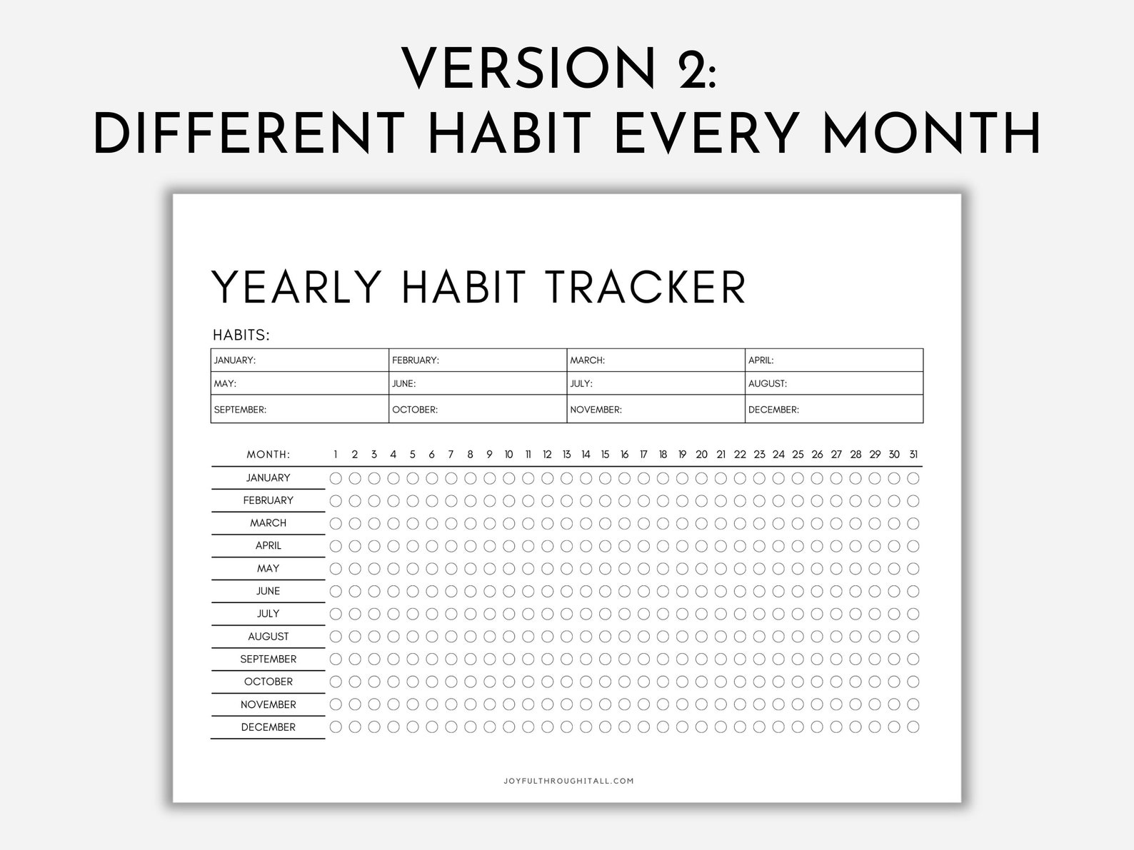 Yearly Habit Tracker Printable Habit Tracker Template - Etsy