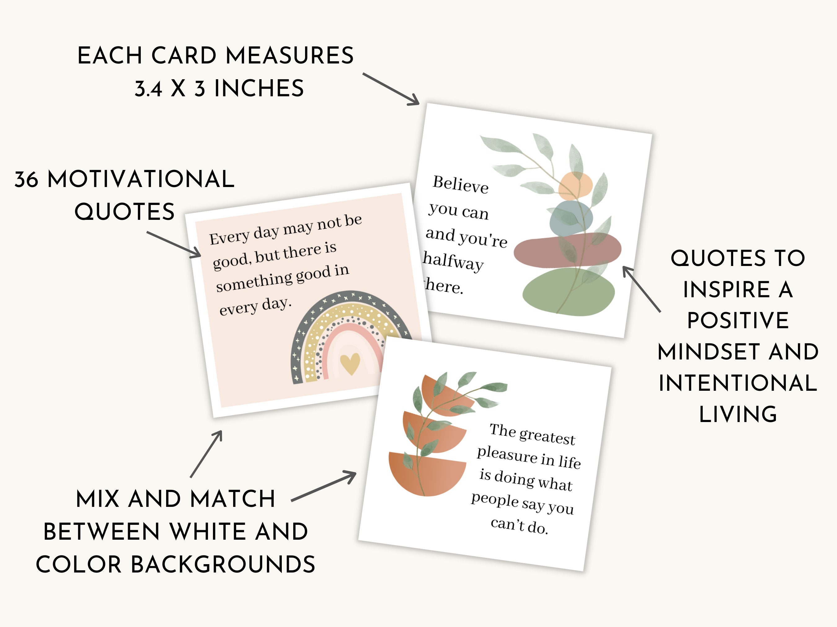 BOHO Inspirational Quote Cards, BOHO Mindfulness Cards, Inspirational ...