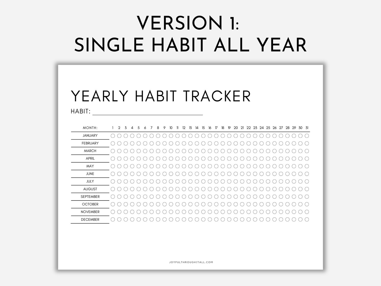 Yearly Habit Tracker Printable Habit Tracker Template - Etsy