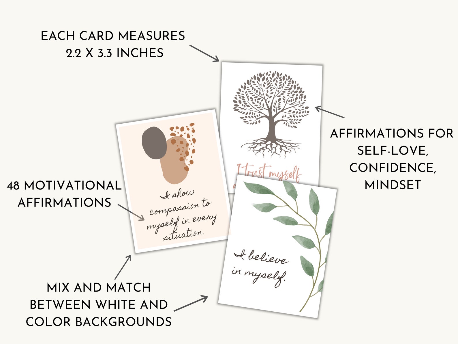 Self Love Positive Affirmation Cards, Boho Affirmation Cards, BOHO ...