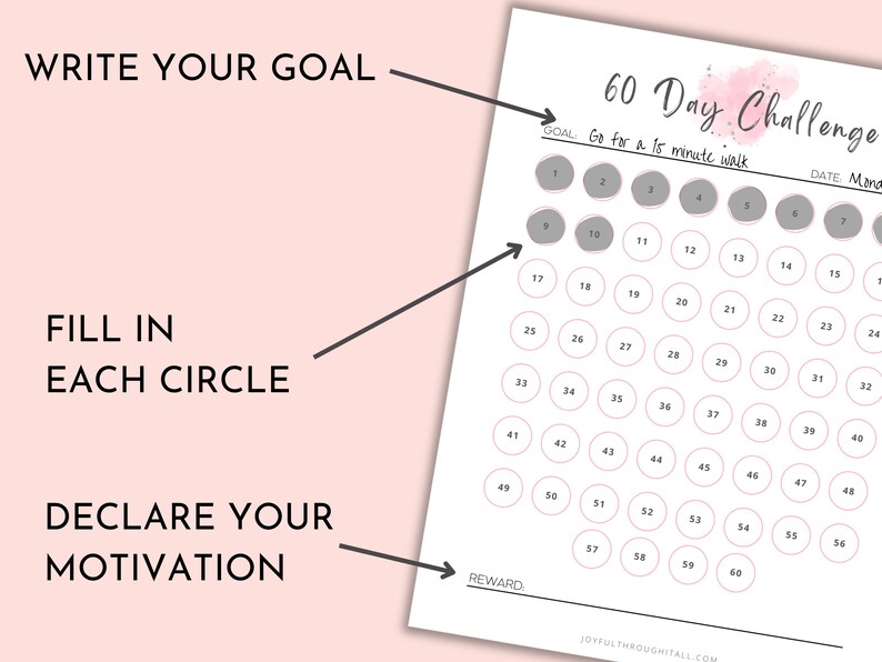 60 Day Challenge, Goal Setting, Progress Tracker, 60 Day Challenge ...