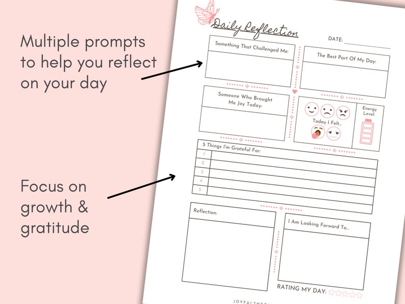 Daily Review Printable Daily Reflection Planner Daily Check - Etsy