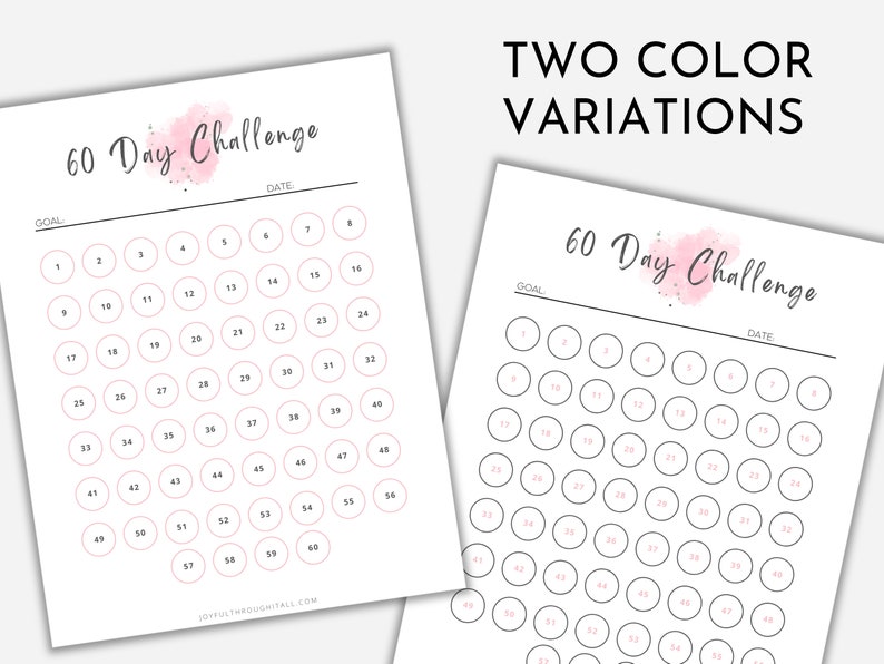 60 Day Challenge, Goal Setting, Progress Tracker, 60 Day Challenge ...