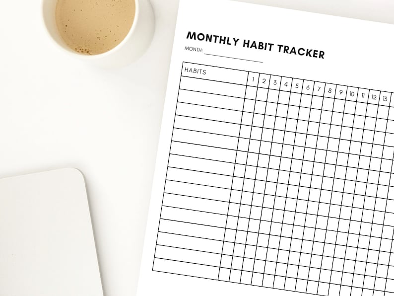 Monthly Habit Tracker Printable Landscape Habit Tracker - Etsy Canada