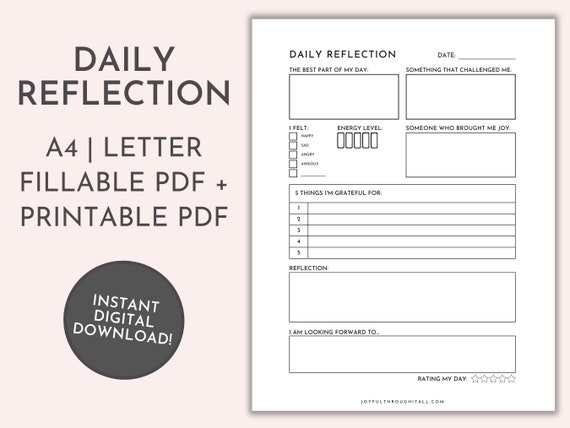 Daily Review Printable Daily Reflection Planner Daily Check - Etsy
