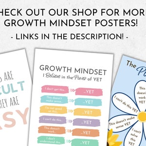 The Power of yet Poster Printable, Growth Mindset Classroom Poster ...