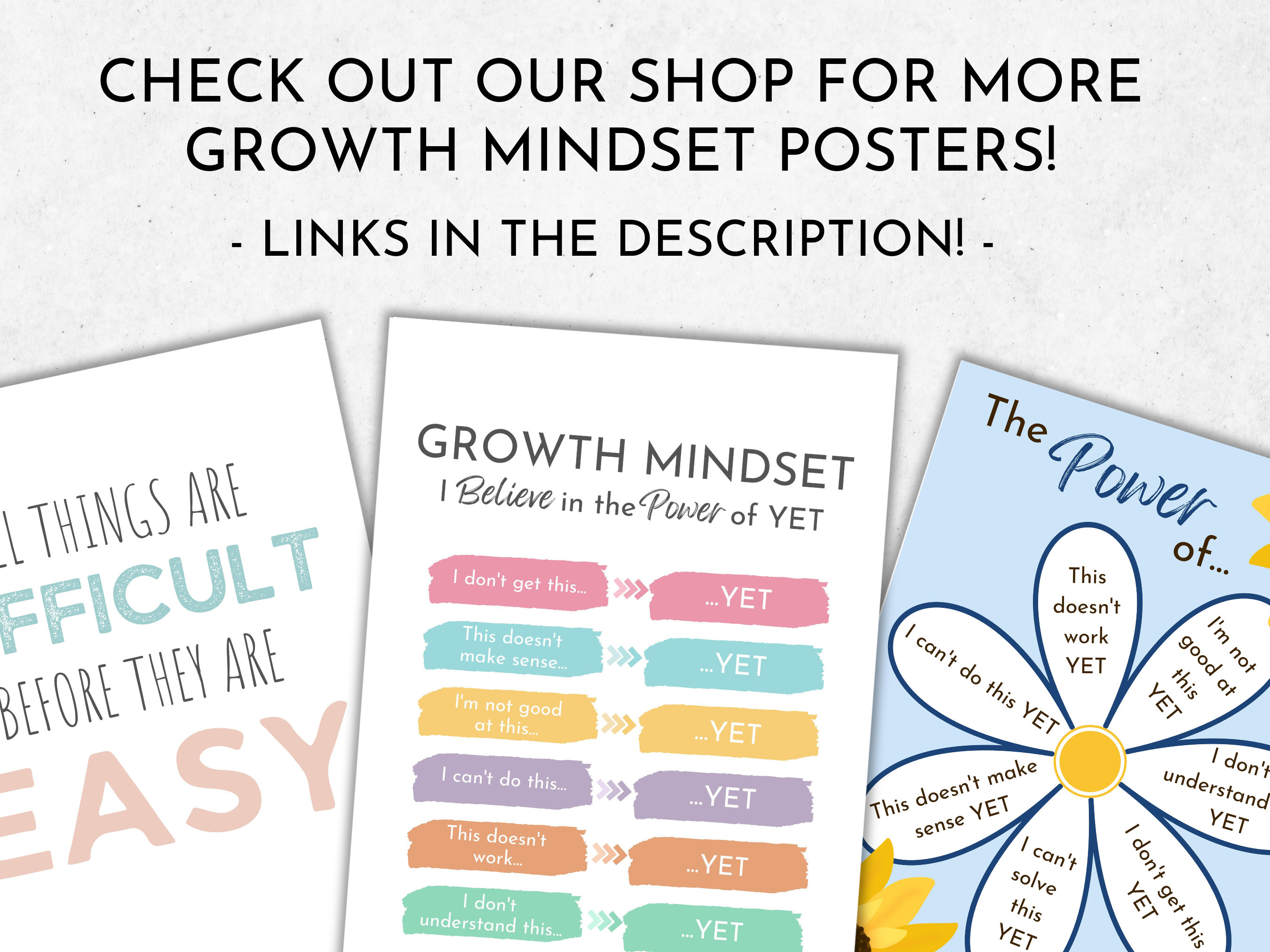 The Power of yet Poster Printable, Growth Mindset Classroom Poster ...