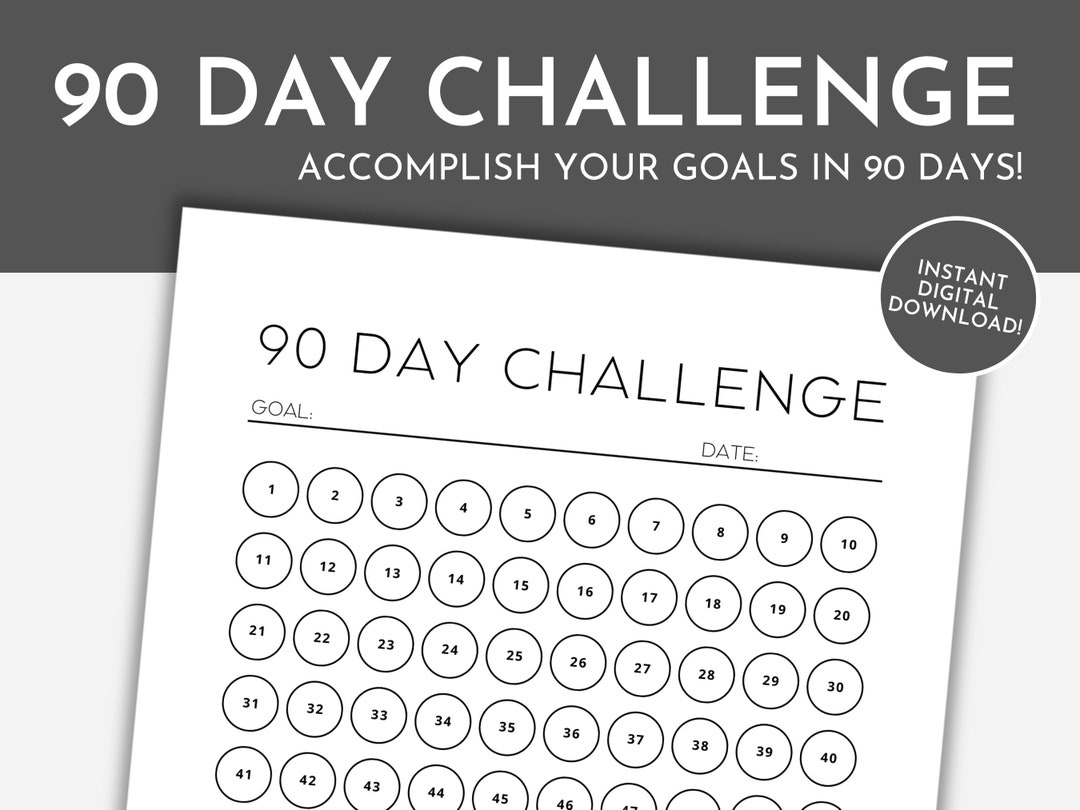 90 Day Challenge, Goal Setting, Progress Tracker, 90 Day Challenge ...