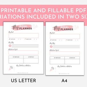 Goal Planner Printable, Goal Setting Worksheet, Action Planner, Goal ...