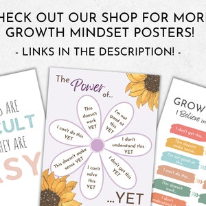 The Power of yet Poster Printable, Growth Mindset Classroom Poster ...