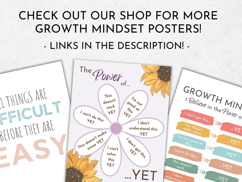 The Power of yet Poster Printable Growth Mindset Classroom - Etsy