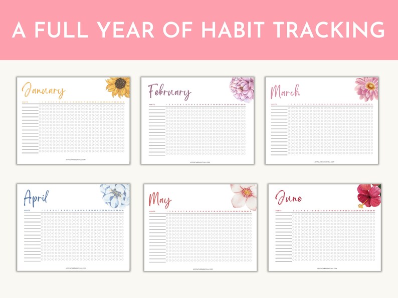 Monthly Habit Tracker Printable Landscape, Habit Tracker Template ...