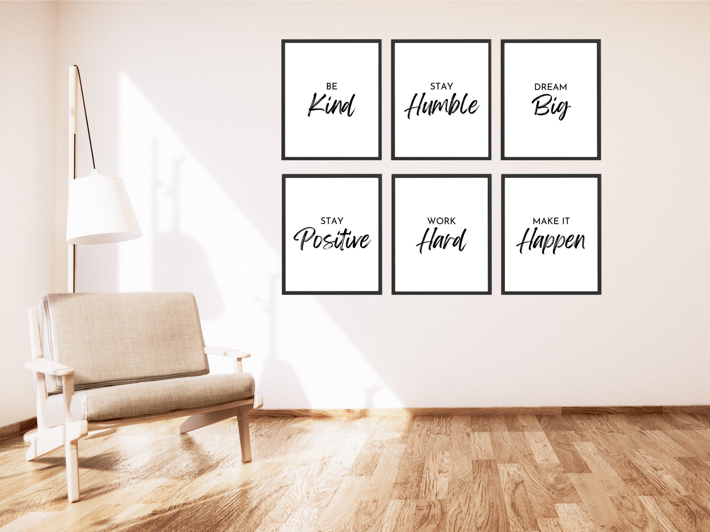 Home Office Wall Decor, Set of 6 Prints, Stay Positive, Work Hard, Make ...