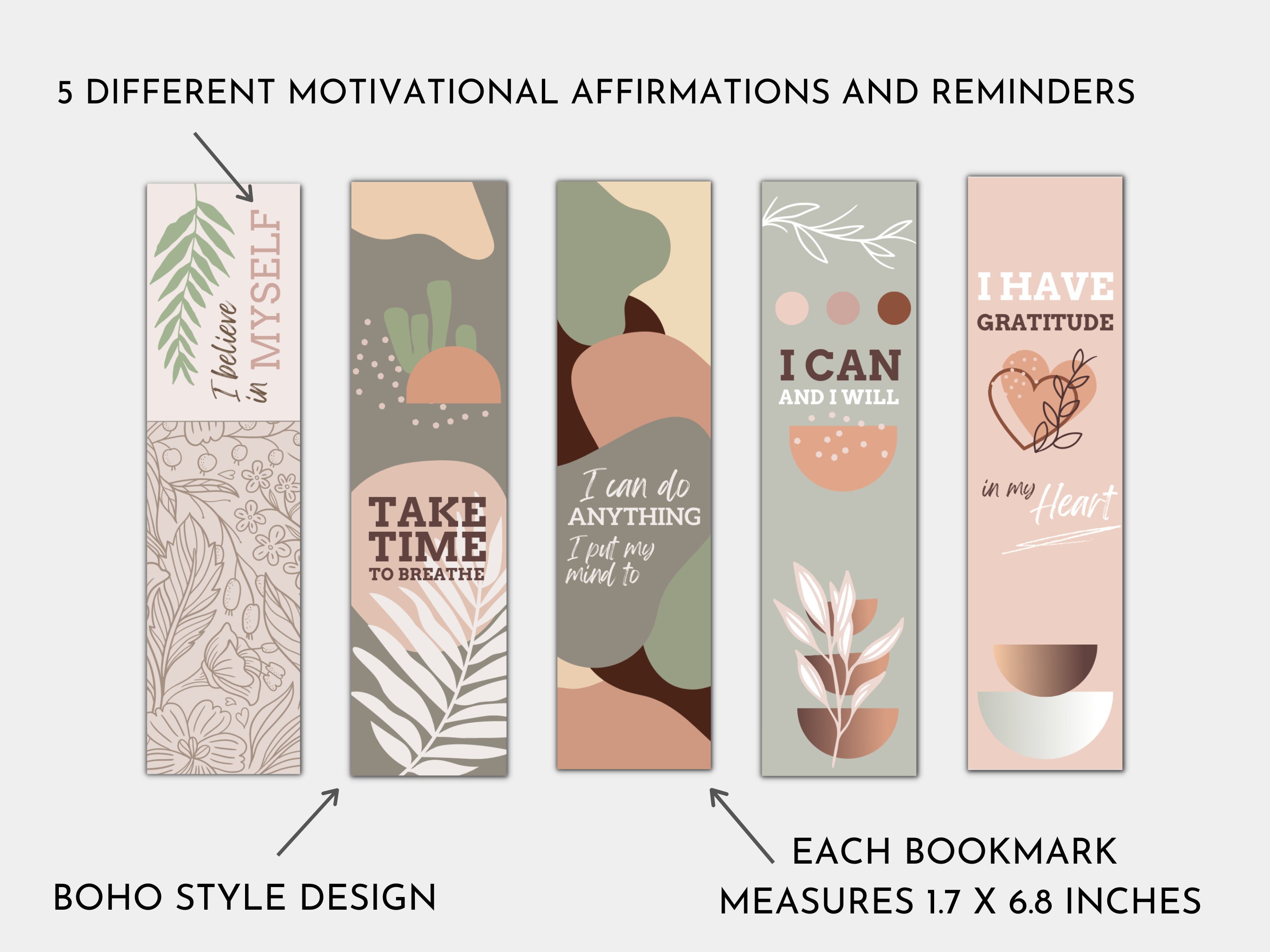 Boho Printable Bookmarks, Digital Bookmarks, Bookmarks for Adults, Book ...