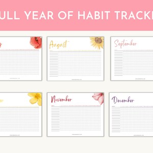 Monthly Habit Tracker Printable Landscape, Habit Tracker Template ...