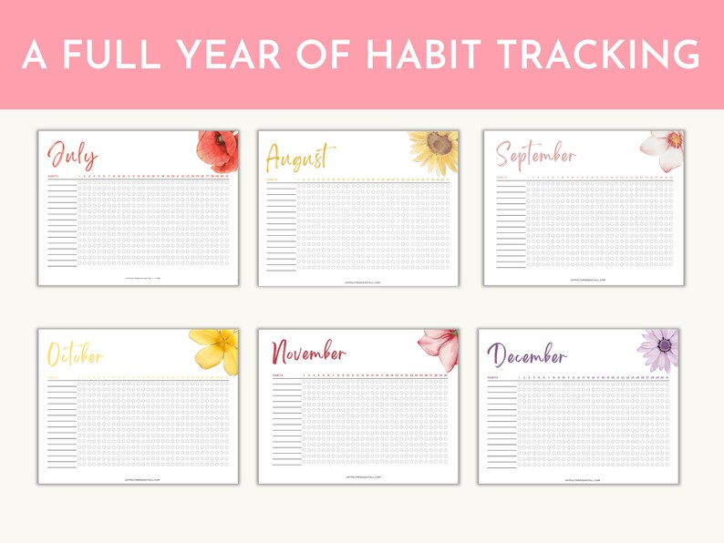 Monthly Habit Tracker Printable Landscape, Habit Tracker Template ...