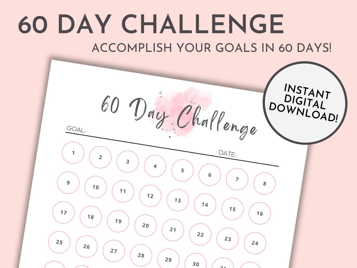 60 Day Challenge Goal Setting Progress Tracker 60 Day - Etsy