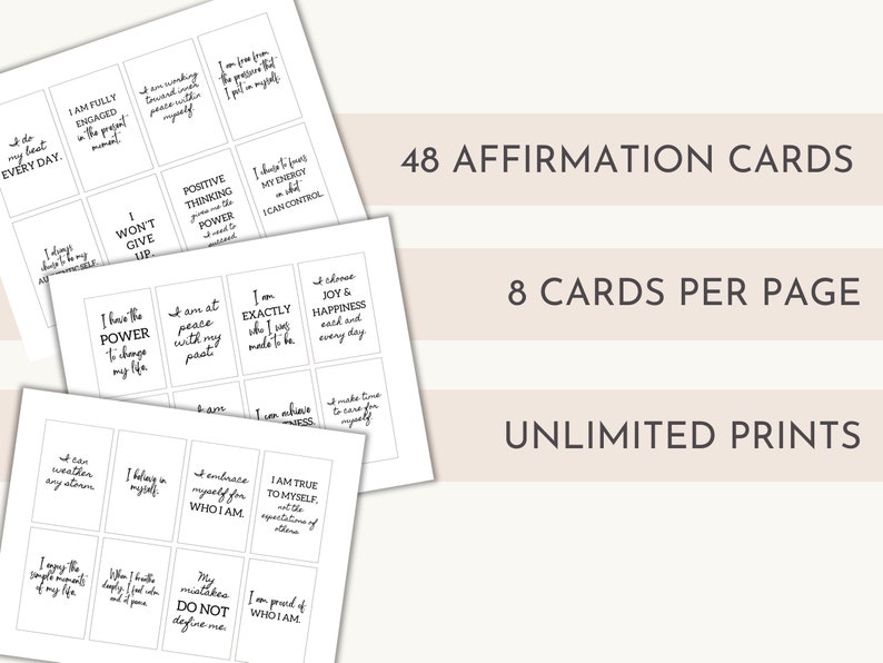 Minimalist Positive Affirmation Cards, Motivational Cards, Printable ...