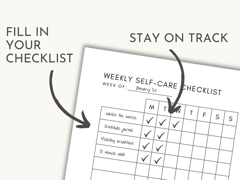 Daily Self Care Checklist Printable, Self Care Habit Tracker, Self Care Tracker, Daily Routine ...