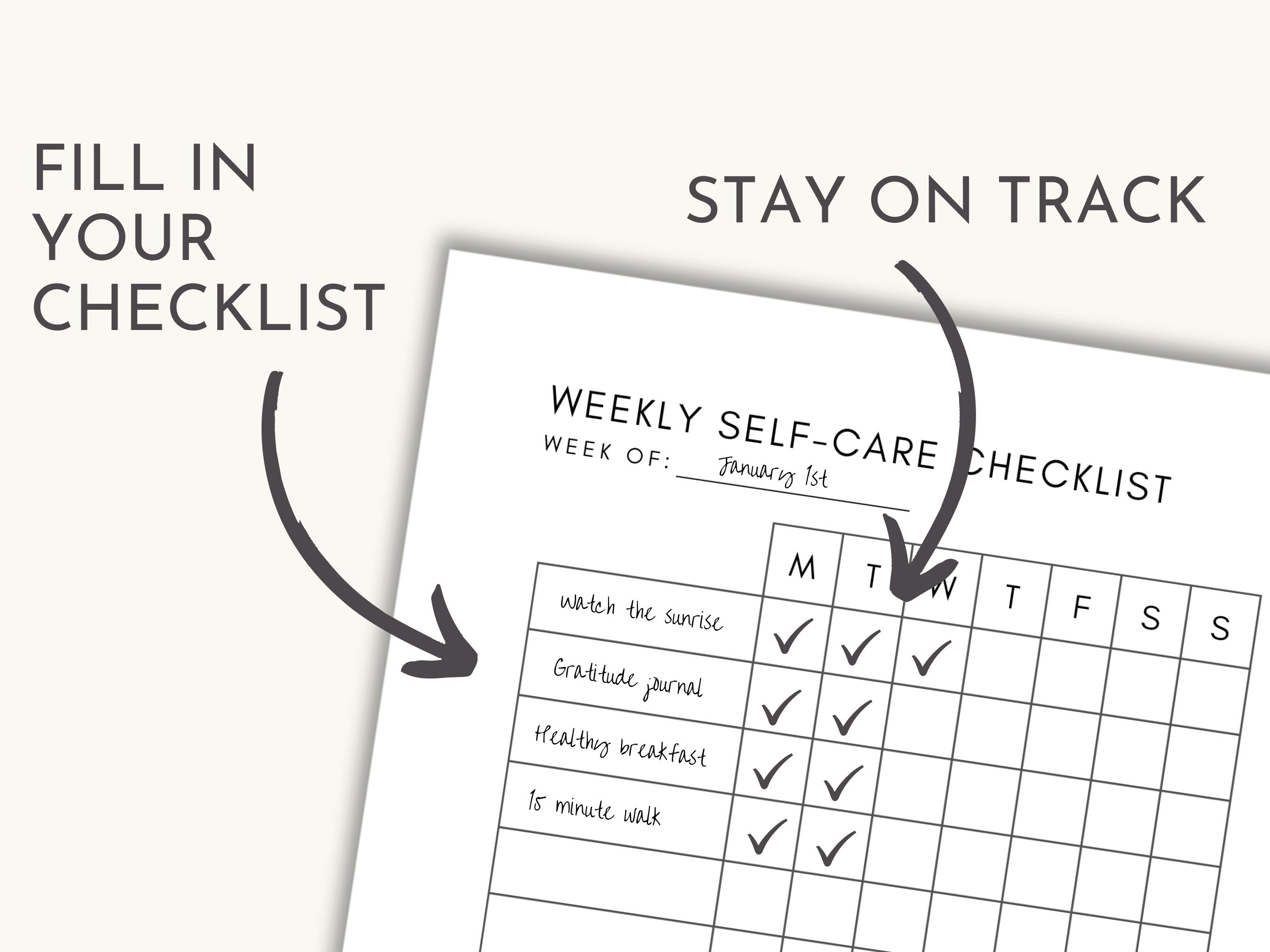 Daily Self Care Checklist Printable Self Care Habit Tracker Self Care