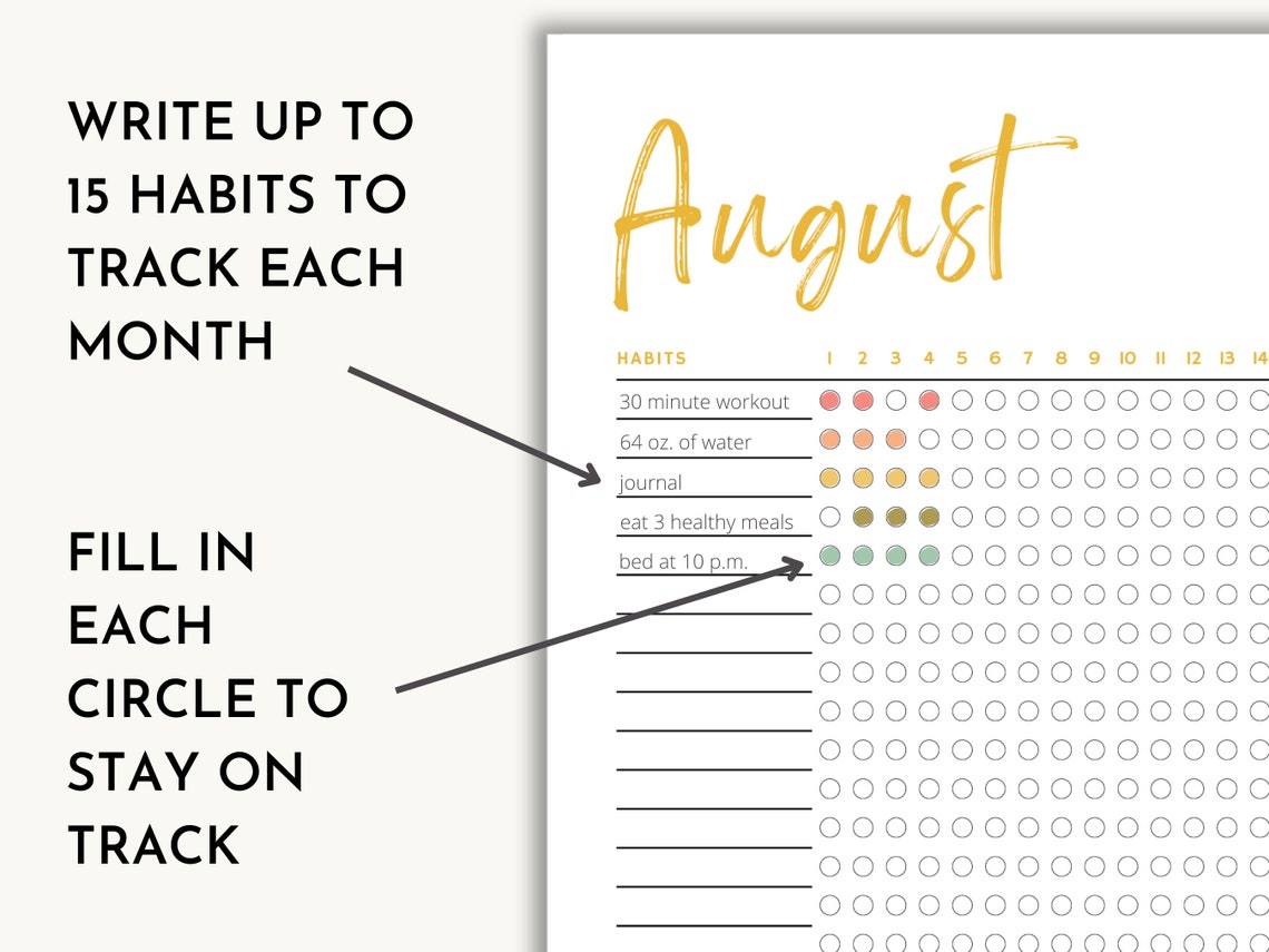 Monthly Habit Tracker Printable Landscape, Habit Tracker Template ...