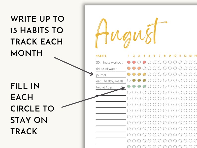 Monthly Habit Tracker Printable Landscape, Habit Tracker Template ...