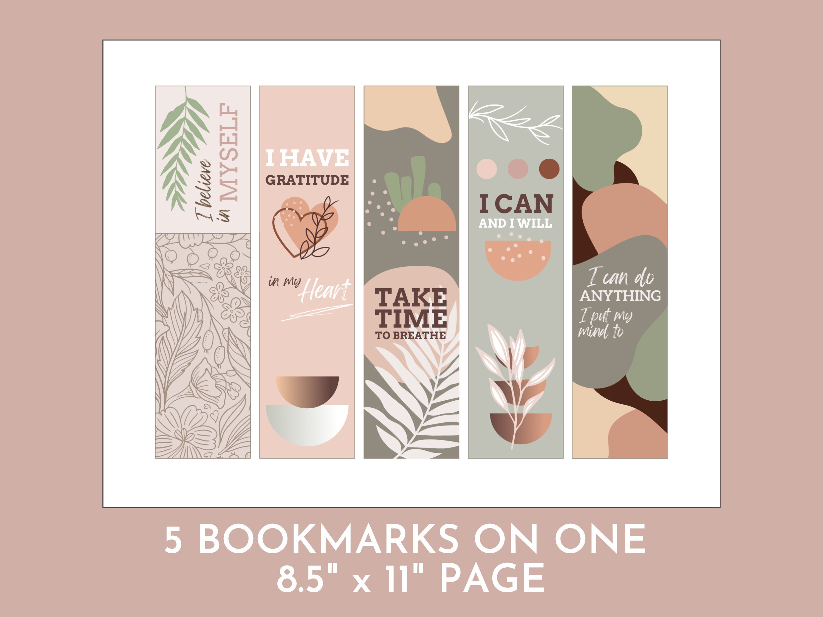 Boho Printable Bookmarks, Digital Bookmarks, Bookmarks for Adults, Book ...