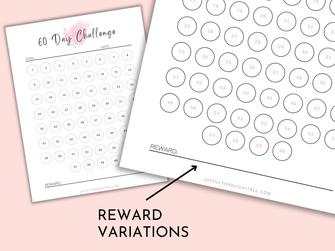 60 Day Challenge, Goal Setting, Progress Tracker, 60 Day Challenge ...