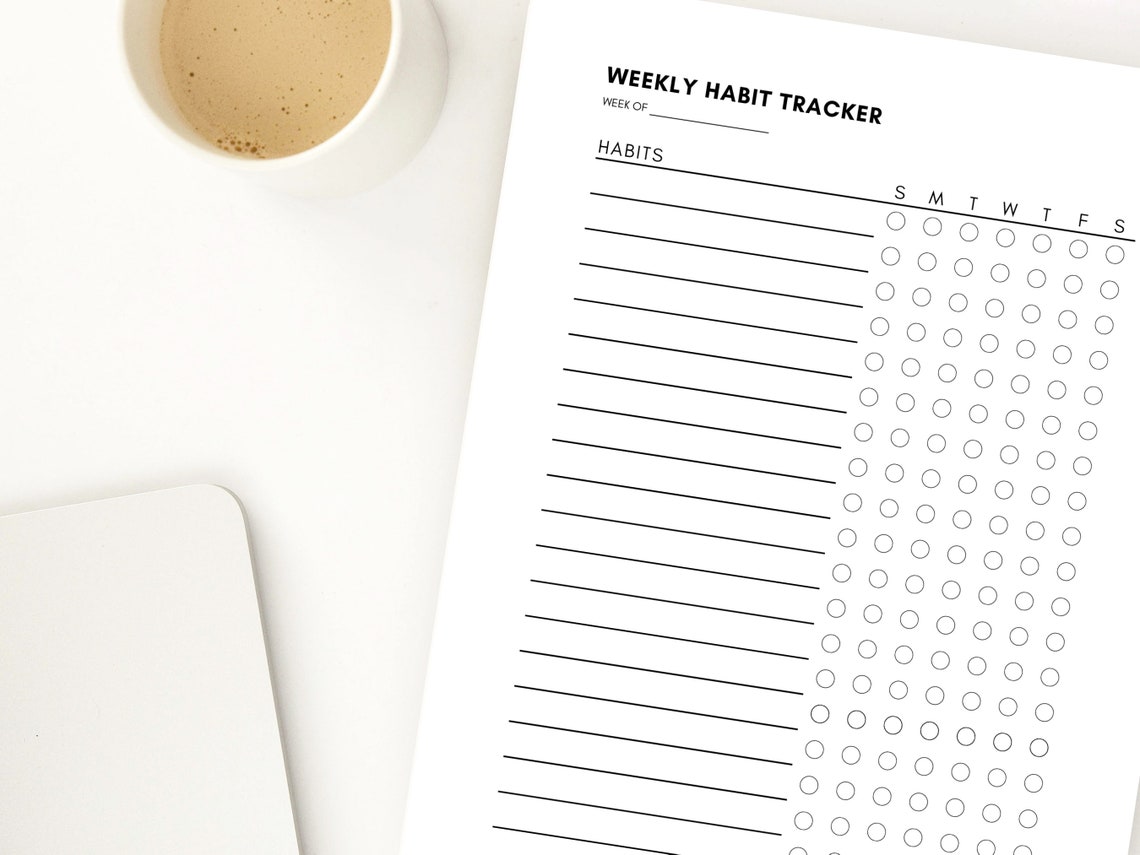 Weekly Habit Tracker Printable, Printable Habit Tracker Template ...