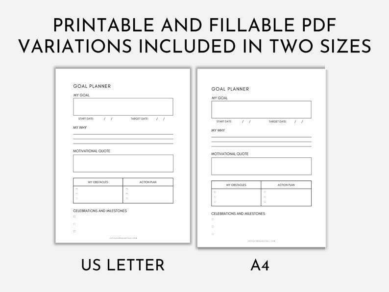 Goal Planner Printable, Goal Setting Worksheet, Action Planner, Goal ...