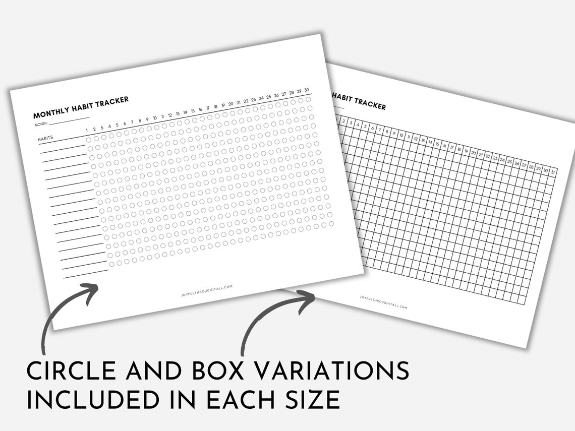 Monthly Habit Tracker Printable Landscape Habit Tracker - Etsy Canada