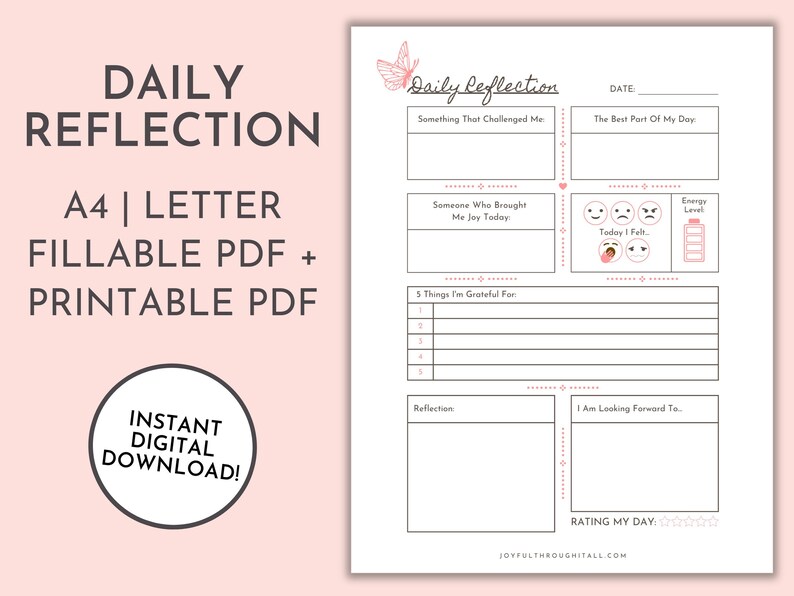 Daily Review Printable Daily Reflection Planner Daily Check - Etsy