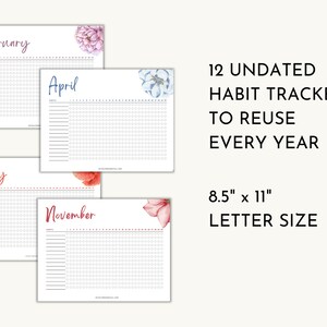 Monthly Habit Tracker Printable Landscape, Habit Tracker Template ...