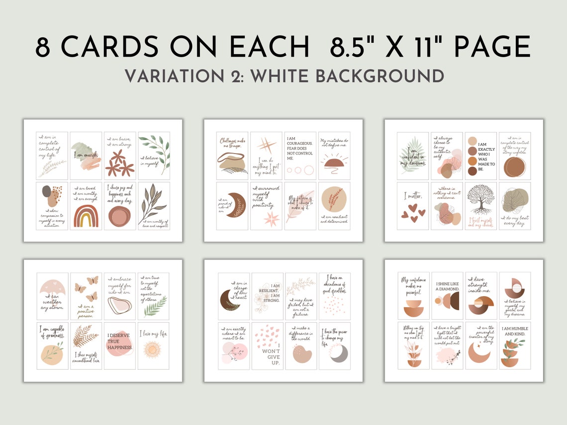 Self Love Positive Affirmation Cards, Boho Affirmation Cards, BOHO ...