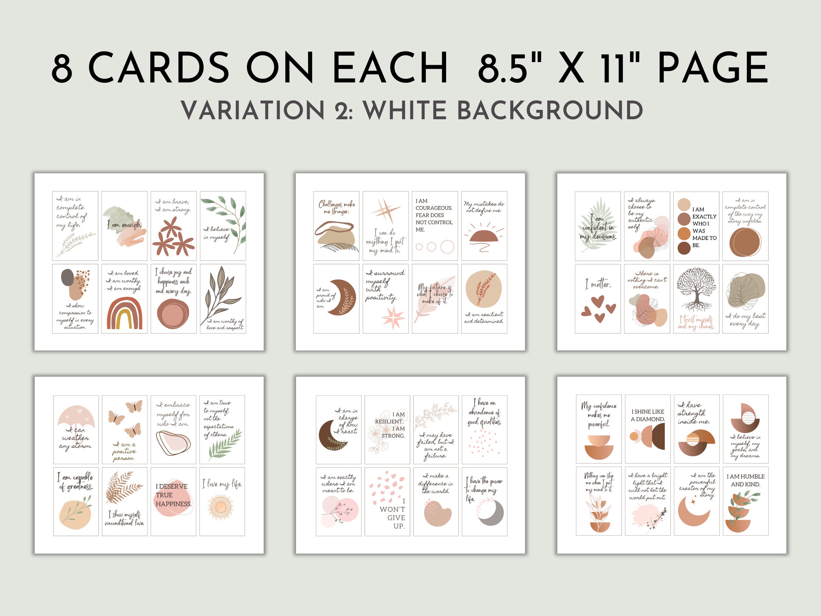 Self Love Positive Affirmation Cards, Boho Affirmation Cards, BOHO ...