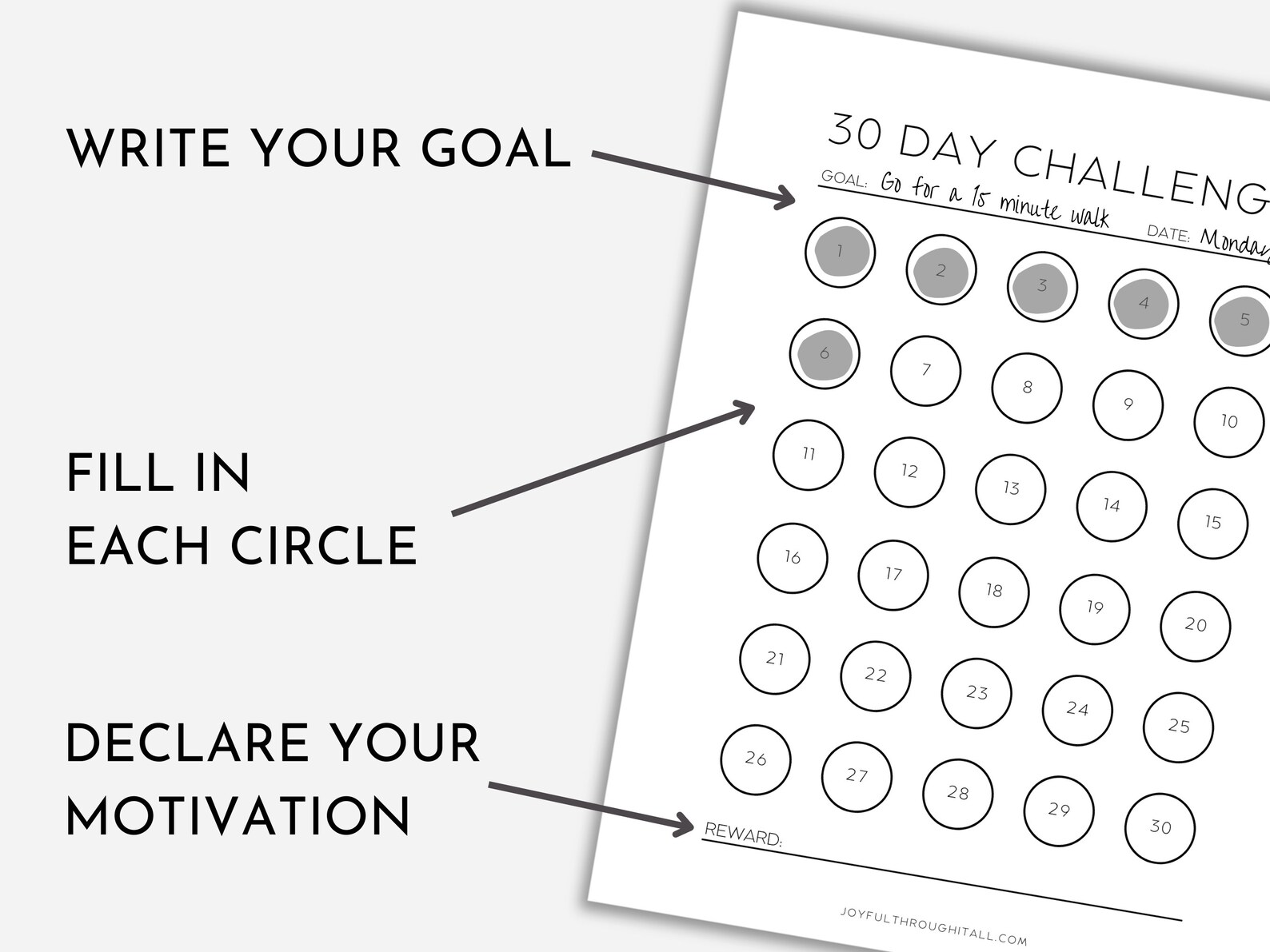 30 Day Challenge Goal Setting Progress Tracker 30 Day - Etsy