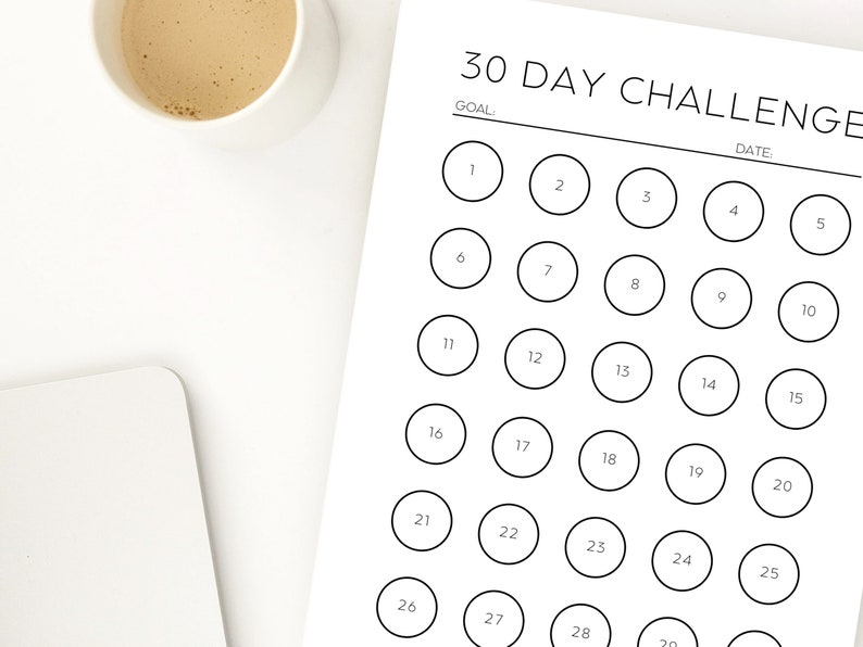 30 Day Challenge Goal Setting Progress Tracker 30 Day - Etsy