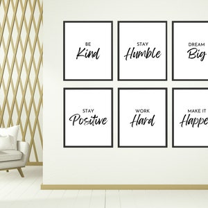 Home Office Wall Decor, Set of 6 Prints, Stay Positive, Work Hard, Make ...
