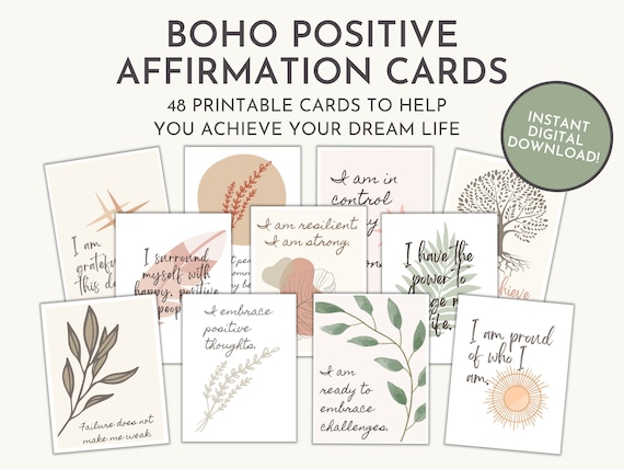 Boho Affirmation Cards BOHO Motivational Cards Printable - Etsy Canada