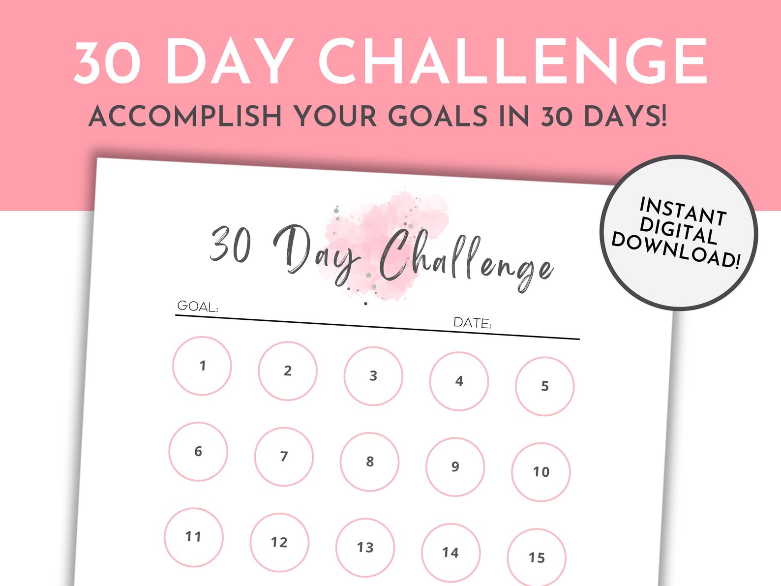 30 Day Challenge, Goal Setting, Progress Tracker, 30 Day Challenge ...