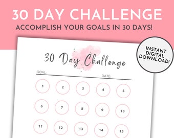 30 Day Challenge Tracker Printable Download - Etsy
