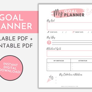 Goal Planner Printable, Goal Setting Worksheet, Action Planner, Goal ...