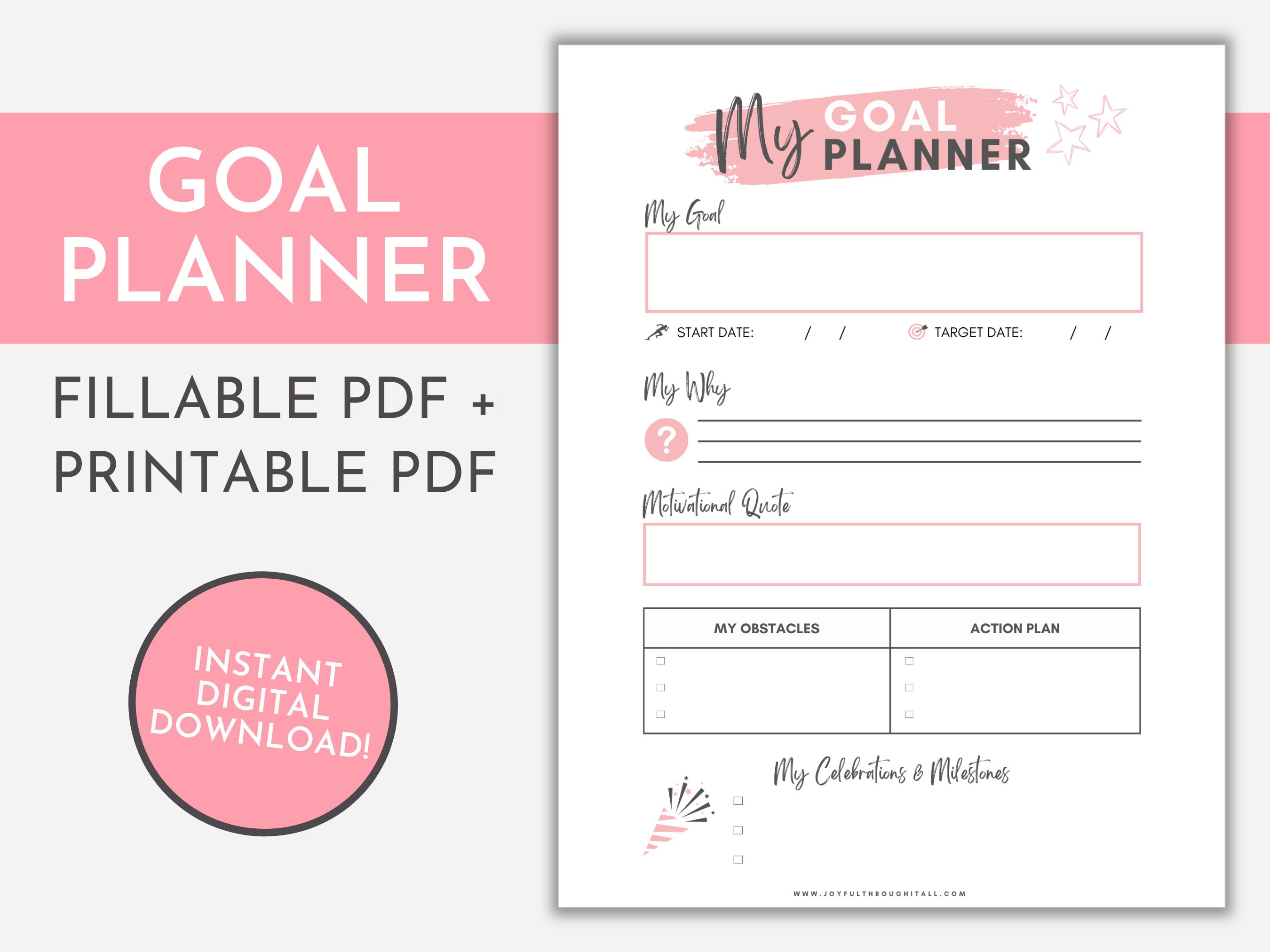 Goal Planner Printable, Goal Setting Worksheet, Action Planner, Goal ...