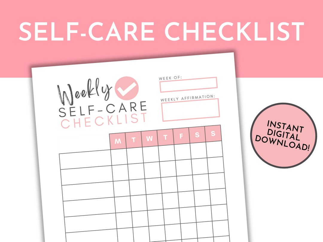 Daily Self Care Checklist Printable, Self Care Habit Tracker, Self Care ...