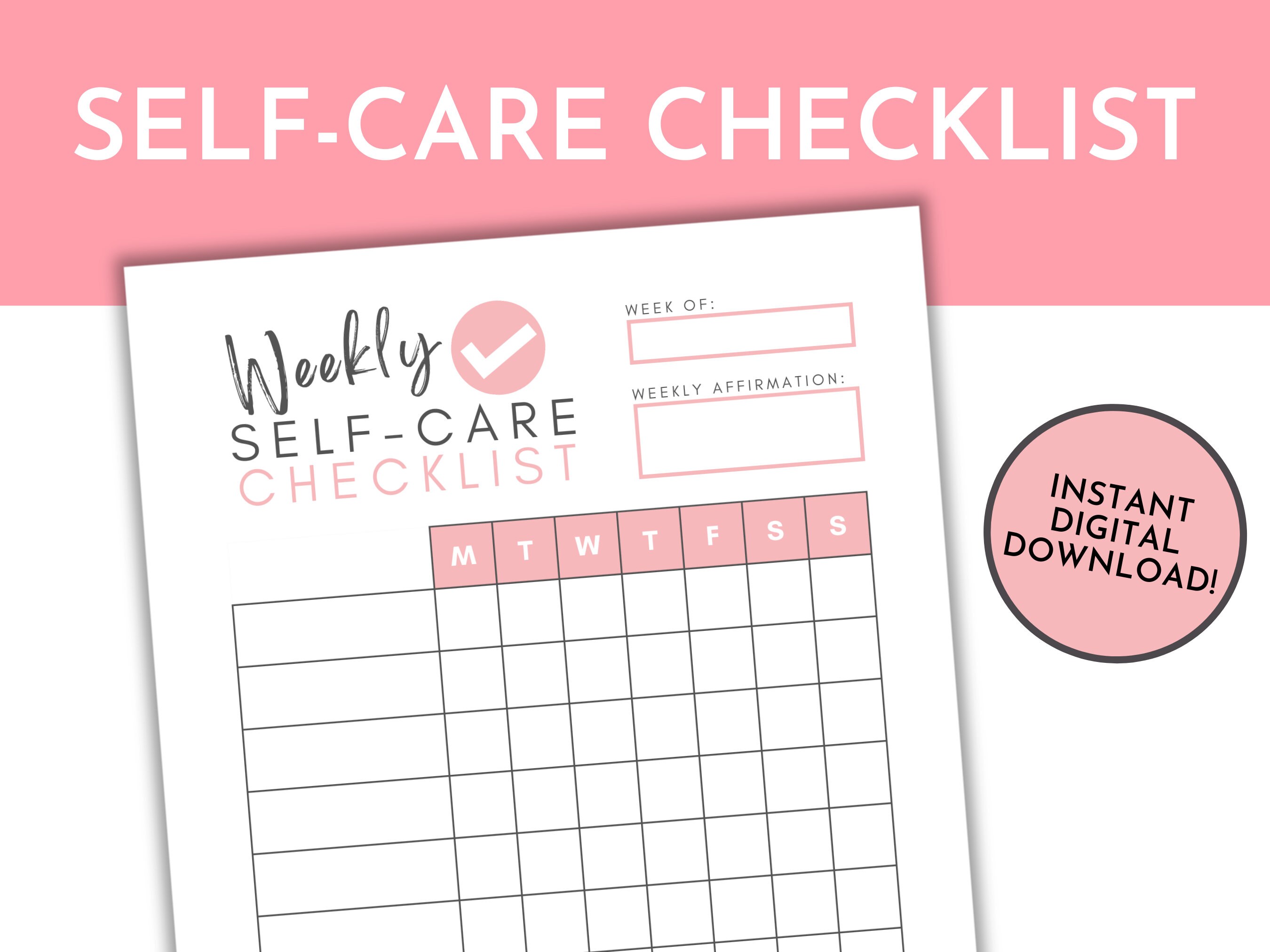 Daily Self Care Checklist Printable Self Care Habit Tracker Etsy