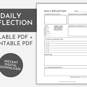 Daily Review Printable, Daily Reflection Planner, Daily Check In, Daily ...