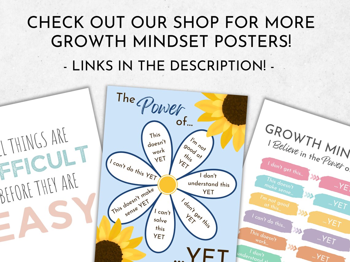 The Power of yet Poster Printable, Growth Mindset Classroom Poster ...