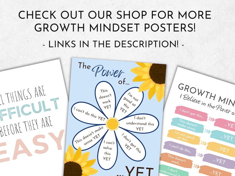 The Power of yet Poster Printable, Growth Mindset Classroom Poster ...